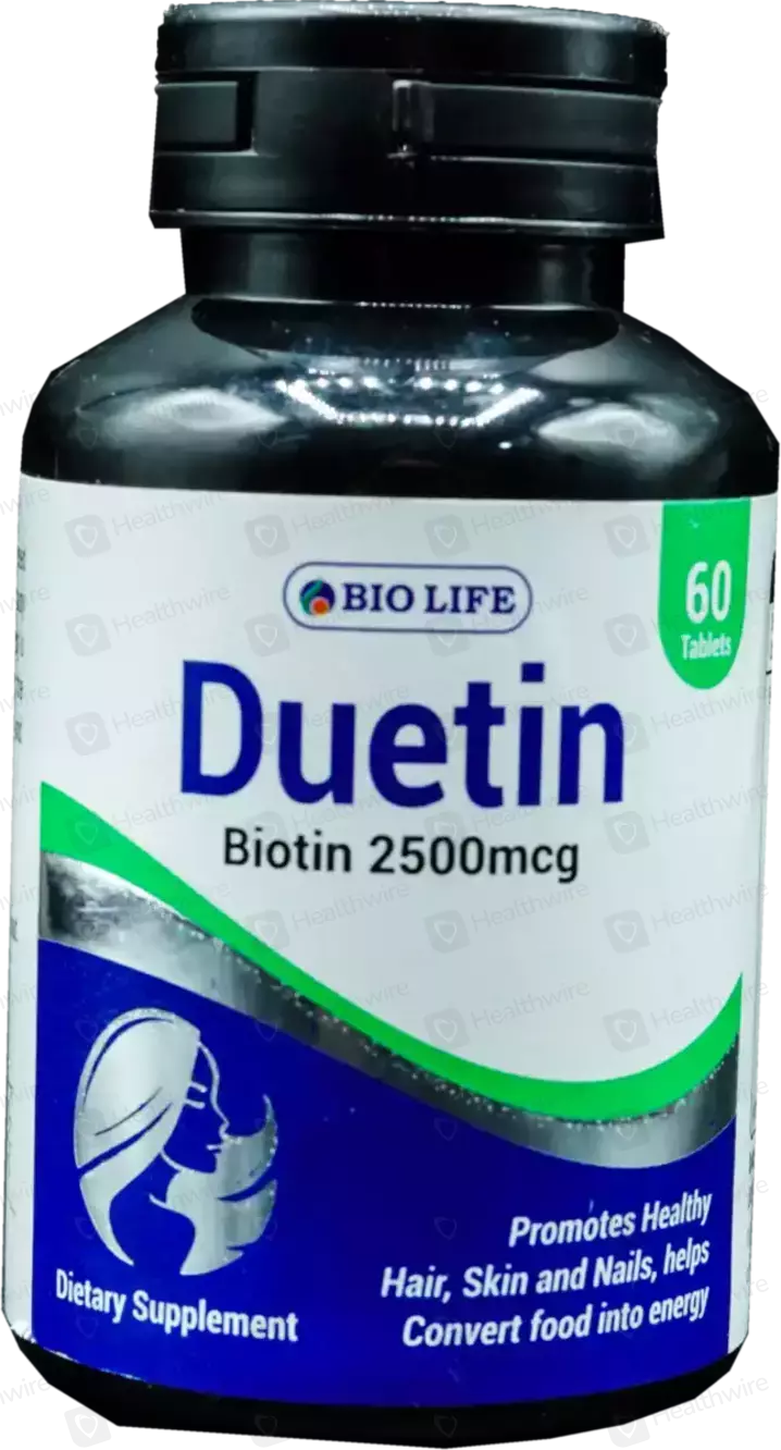 Duetin (Biotin 2500mcg) 60 Tablets Price in Pakistan - Uses, Dosage ...