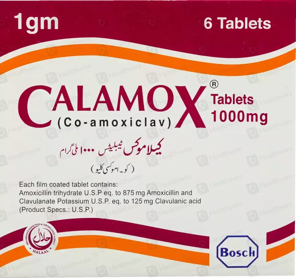 Calamox (1g) 6 Tablets Price in Pakistan - Uses, Dosage, Side Effects
