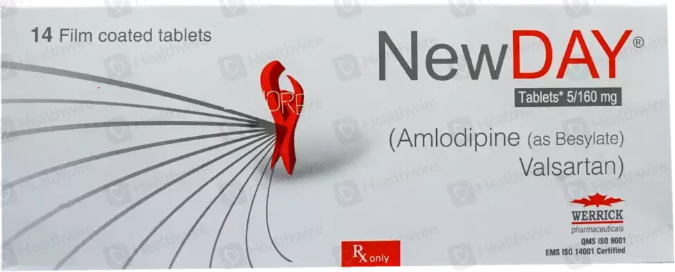 Newday (5/160 Mg) 14 Tablets Price in Pakistan - Uses, Dosage, Side Effects