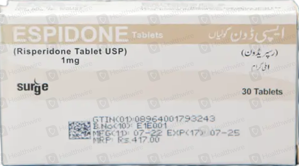 Espidone (1mg) 30 Tablets Price in Pakistan - Uses, Dosage, Side Effects