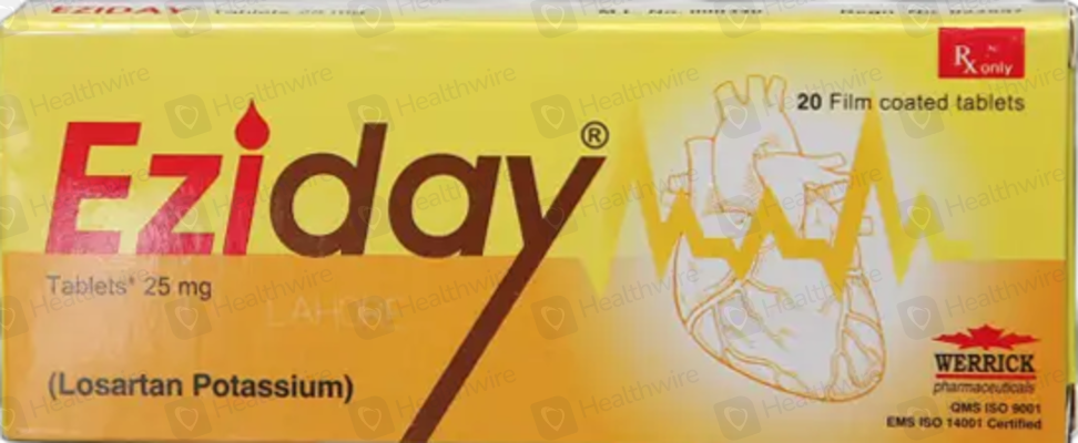 Eziday (25mg) 20 Tablets Price in Pakistan - Uses, Dosage, Side Effects