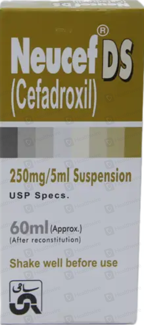 Neucef Ds (250mg/5ml) 60ml Suspension Price in Pakistan - Uses, Dosage ...