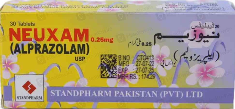 Neuxam (0.25mg) 30 Tablets Price in Pakistan - Uses, Dosage, Side Effects