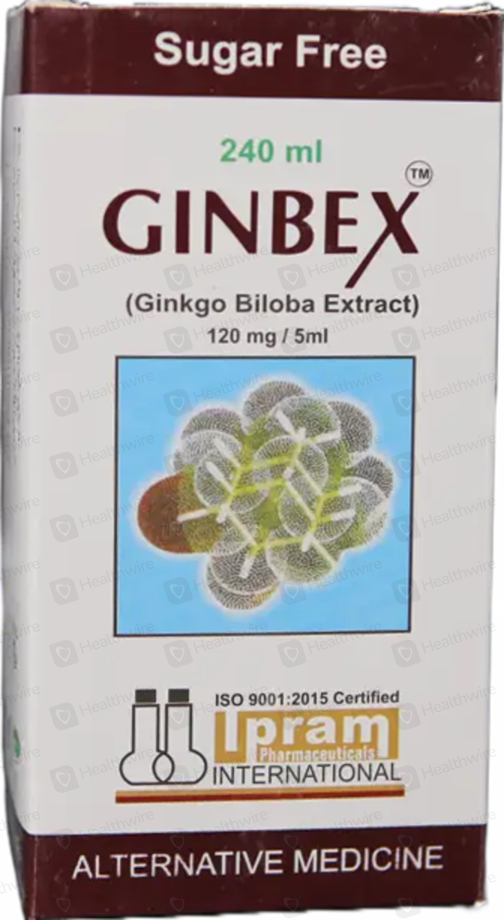 Ginbex (120mg/5ml) Sugar Free 240ml Syrup Price in Pakistan - Uses ...