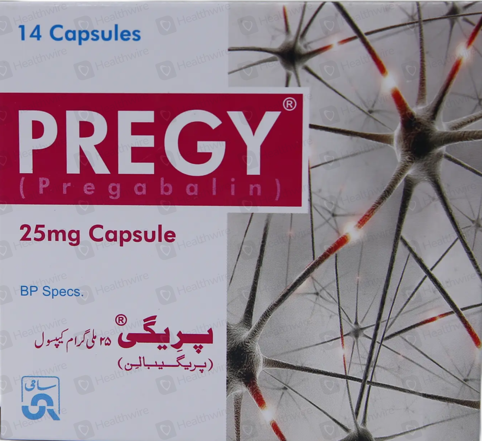 Pregy (25mg) 14 Capsules Price in Pakistan - Uses, Dosage, Side Effects