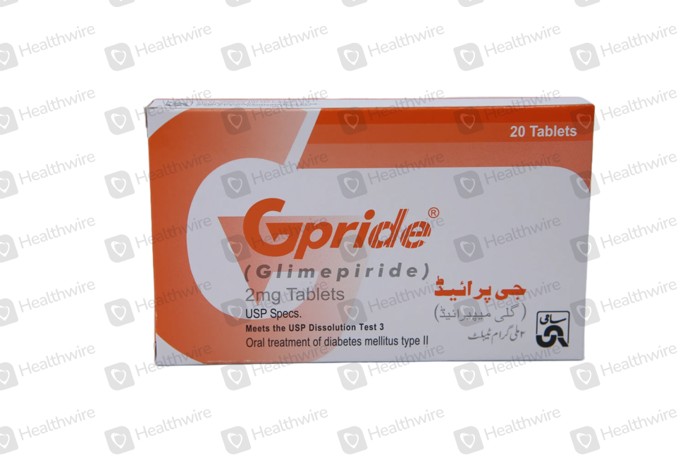 Gpride (2mg) 20 Tablets Price in Pakistan - Uses, Dosage, Side Effects