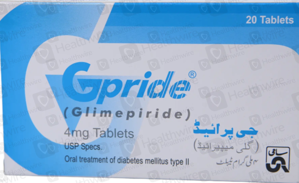 Gpride (4mg) 20 Tablets Price in Pakistan - Uses, Dosage, Side Effects